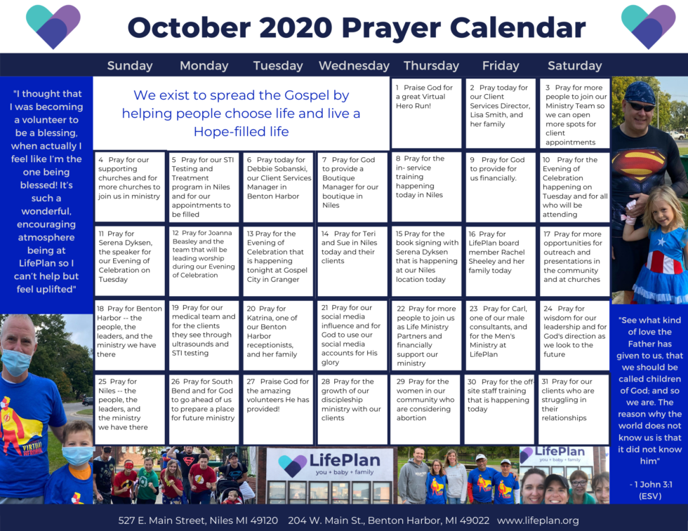 October 2020 Prayer Calendar | LifePlan