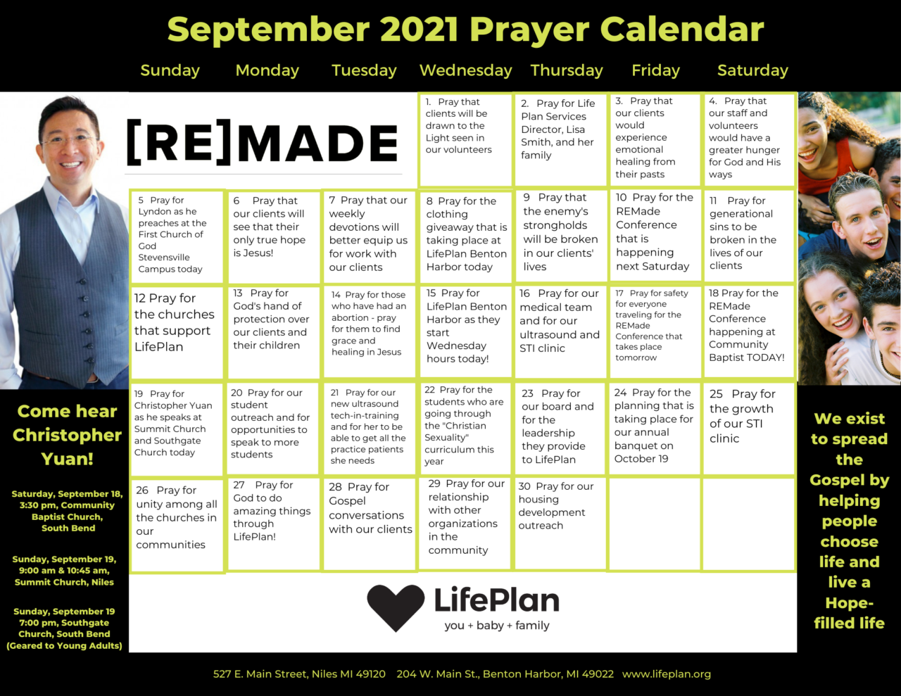September 2021 Prayer Calendar | LifePlan