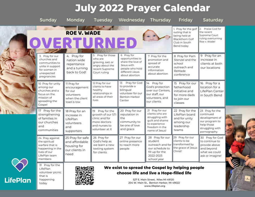 July 2022 Prayer Calendar | LifePlan