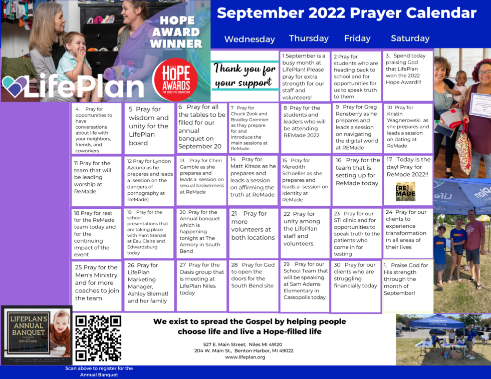 September 2022 Prayer Calendar | LifePlan