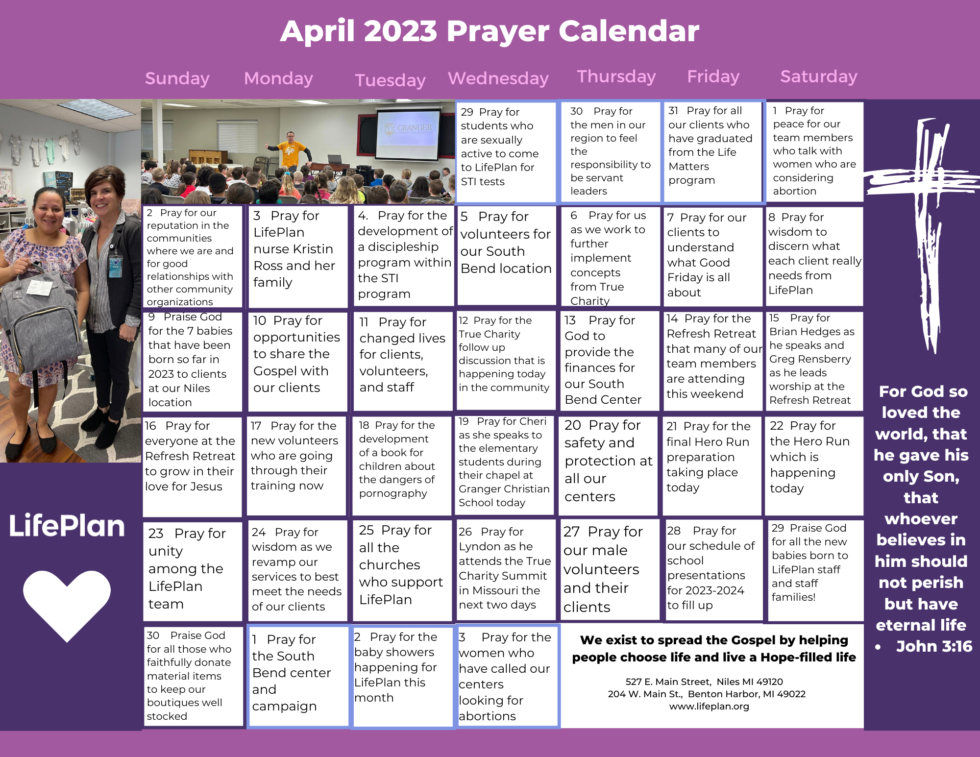 April 2023 Prayer Calendar | LifePlan